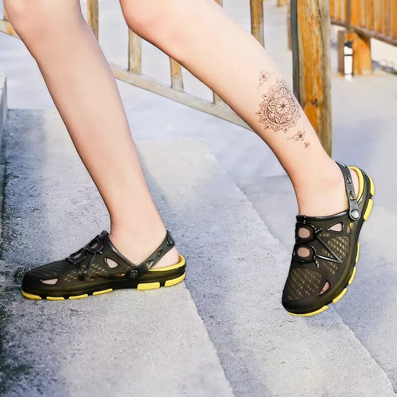 Hole Shoes Croc Men Green Garden Casual Rubber Clo... – Grandado