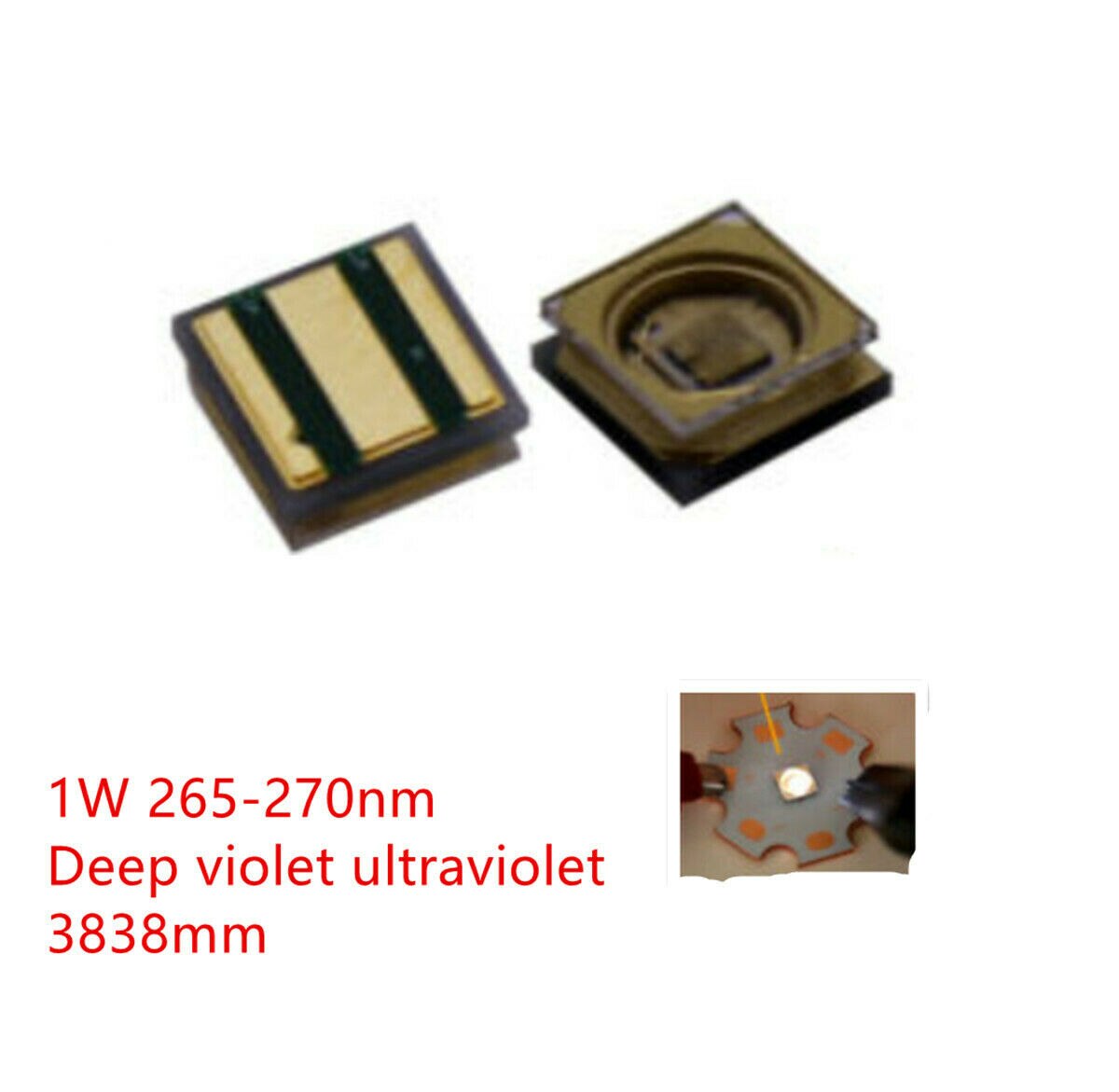 1W 3838 265-270NM Deep UVC LED Ultraviolet Violet ... – Grandado
