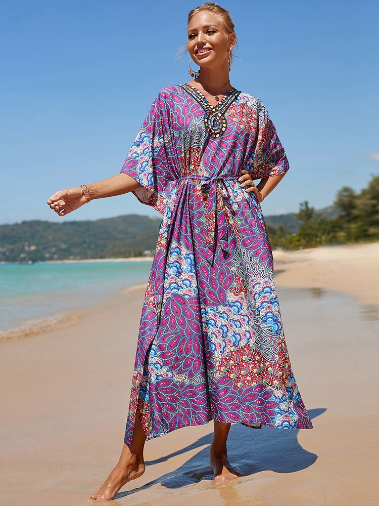 Plus Size Beach Cover Up 2022 Robe Plage Sarong Sw Grandado