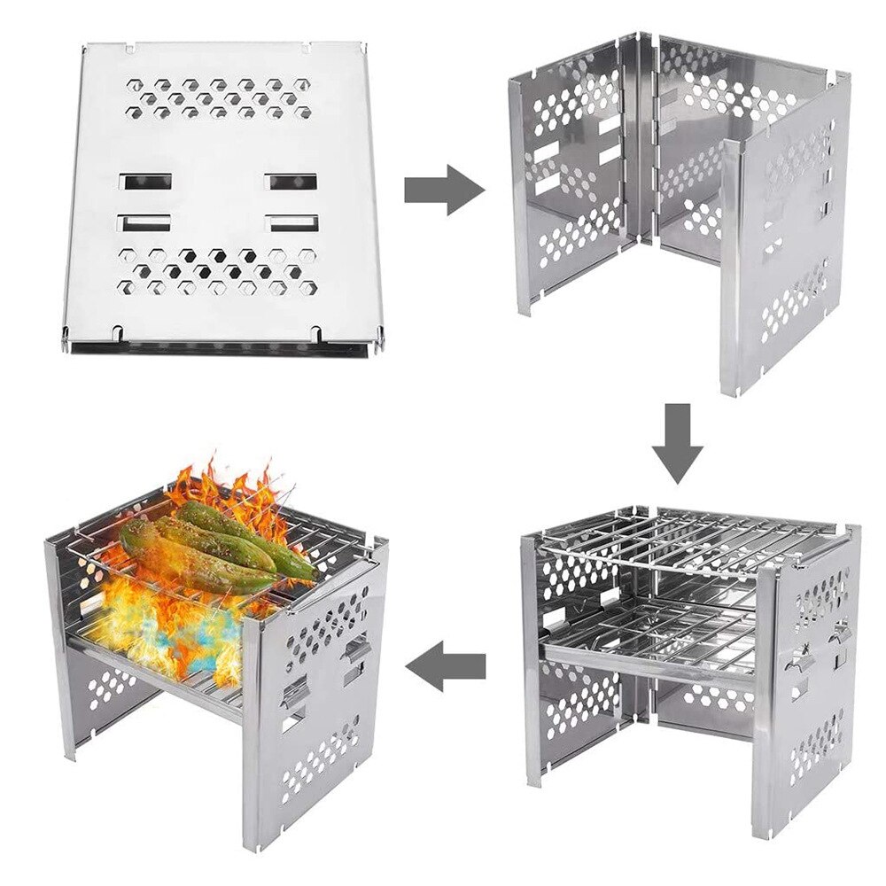 Outdoor Stainless Steel Firewood Stove Double Wood... – Grandado