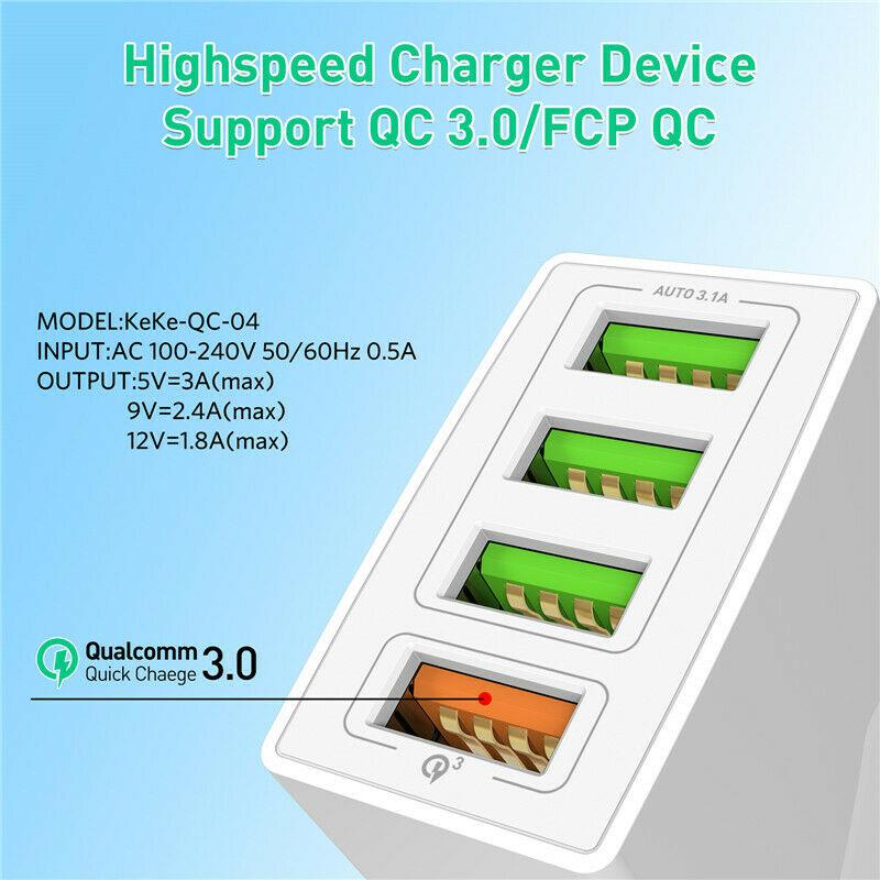 Vertical 4 Port Fast Quick Charge QC 3.0 USB Hub W... – Grandado
