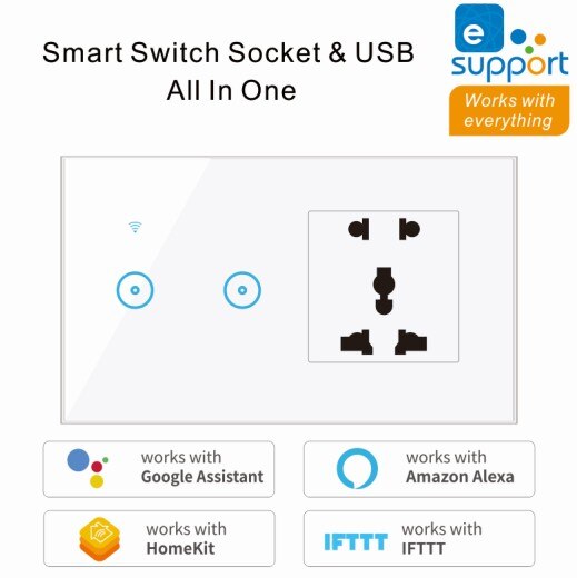 Neue 2 In 1 Wand Smart Switch Buchse Gehärtetem Gl... – Vicedeal