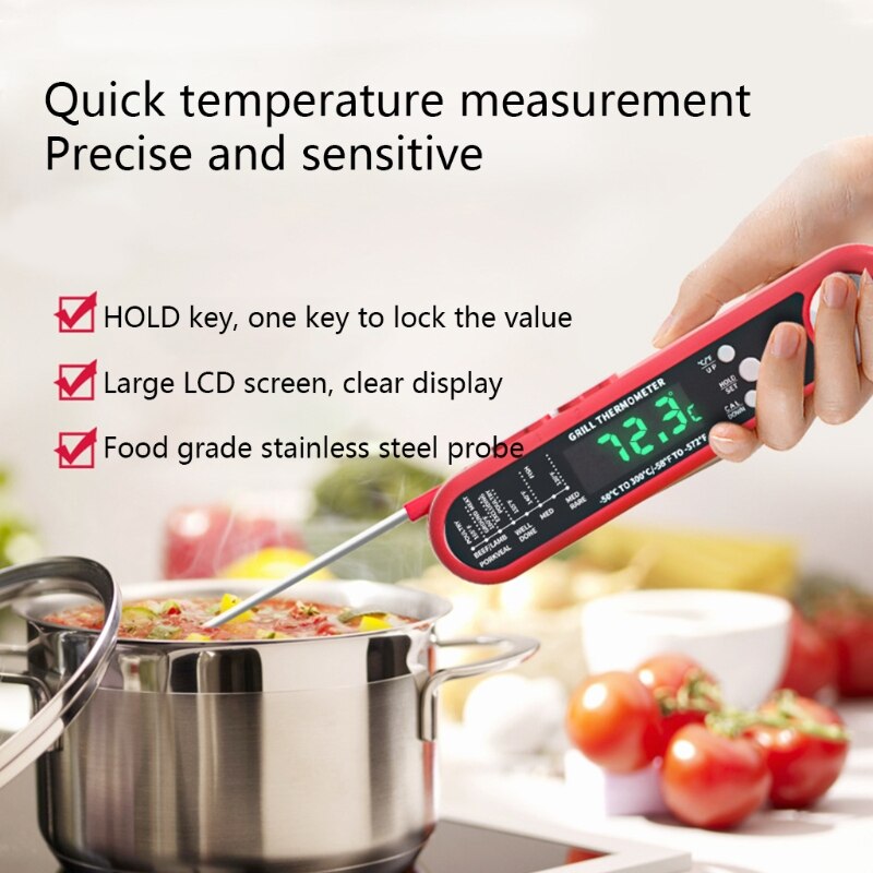 Kitchen Digital Thermometer with Foldable Long Pro... – Vicedeal