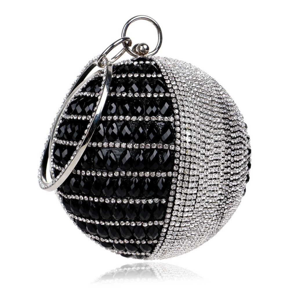 Round Luxury Diamond Hand Bag Ladies Red Evening C... – Grandado