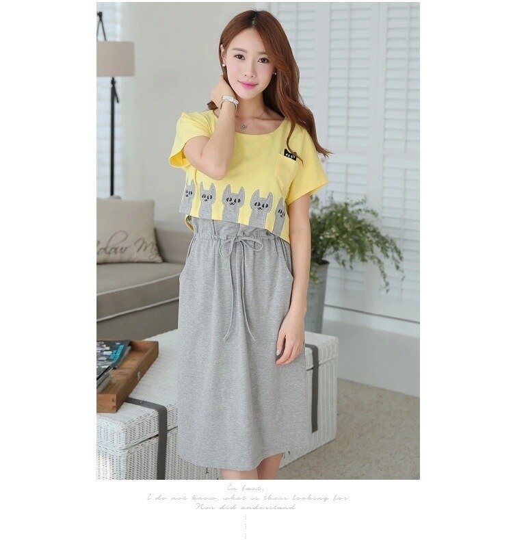 Summer Maternity Dresses Cat Pattern Pregnant Wome... – Vicedeal