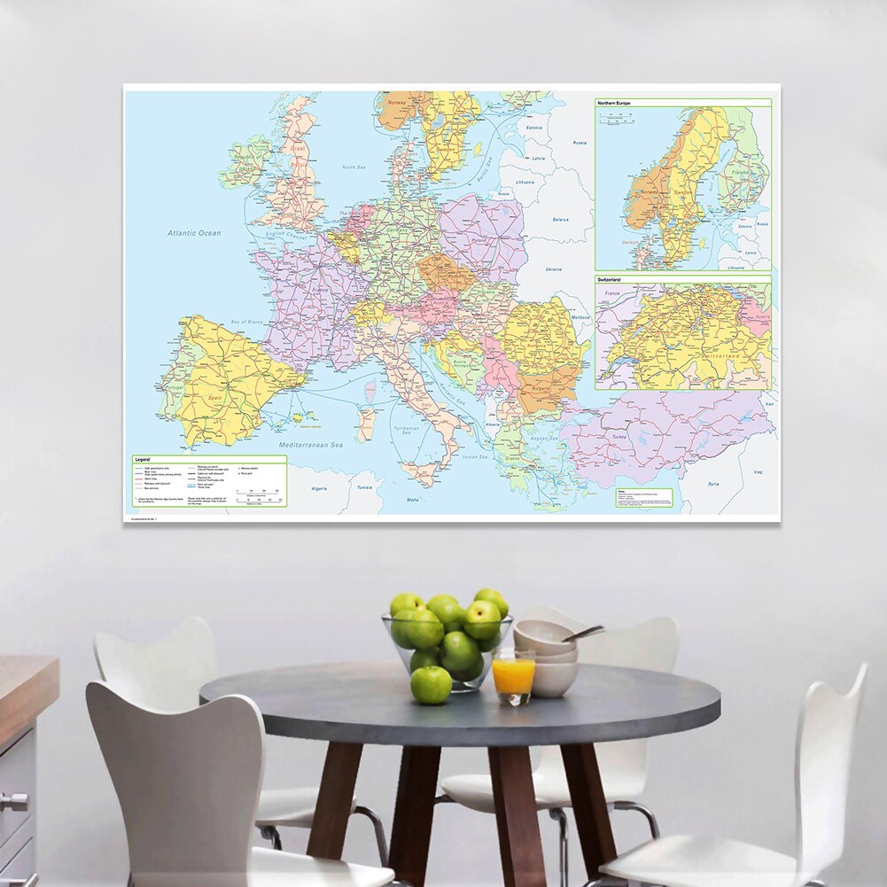 225*150cm The Europe Political Map Traffic Route M... – Grandado