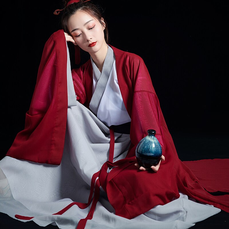 Chinese Style Red Hanfu Knight Costumes Stage Perf... – Grandado