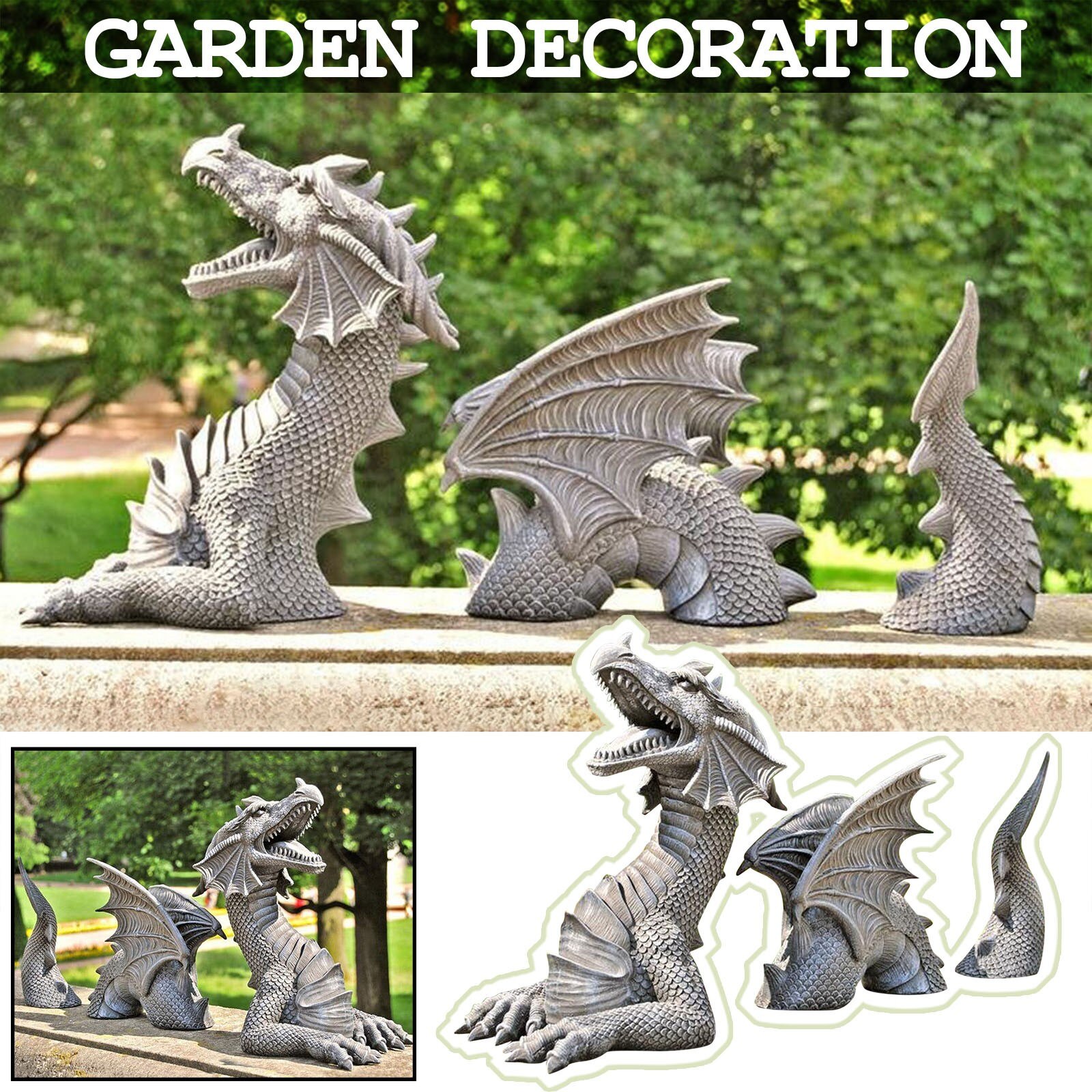 30# The gothic dragon of castal moat lawn statue t... – Vicedeal