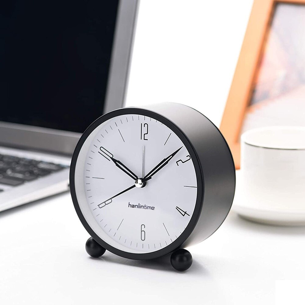 4inch Metal Round Alarm Clock Quiet Desktop Bedroo... – Vicedeal