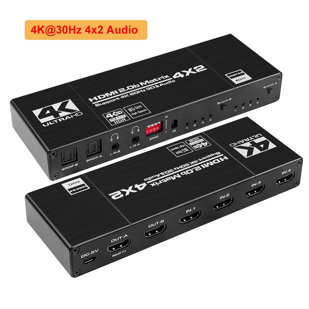 2.0 Matrix 4K 60Hz/30Hz Hdmi-Compatibel Matrix 4X2... – Vicedeal