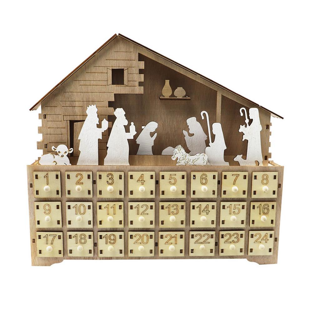 Jesus Nativity Scene Wooden Christmas Countdown Ca... – Grandado