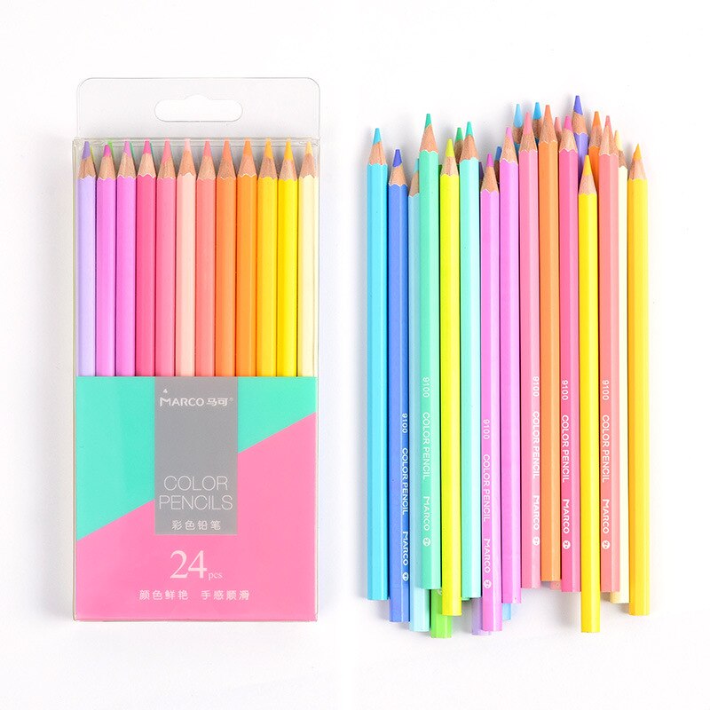 24pcs Color Pencils Set 2B Lead Macaron Colors Pen... – Vicedeal