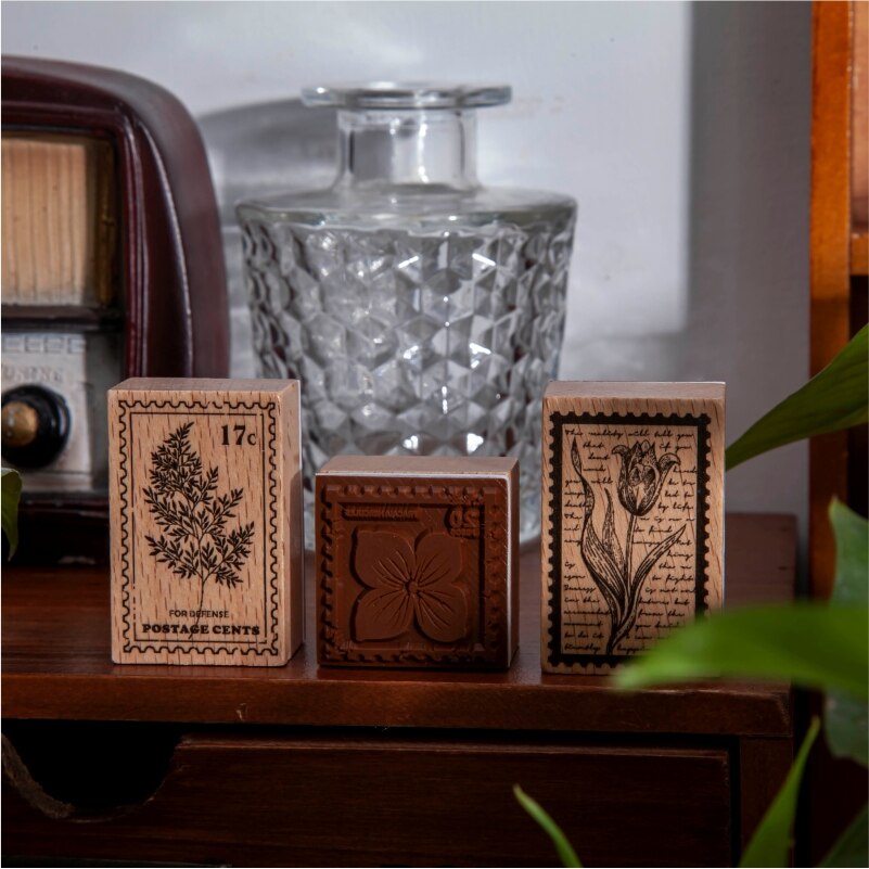 Vintage Postage stamp Leaves Flower decoration sta... – Grandado