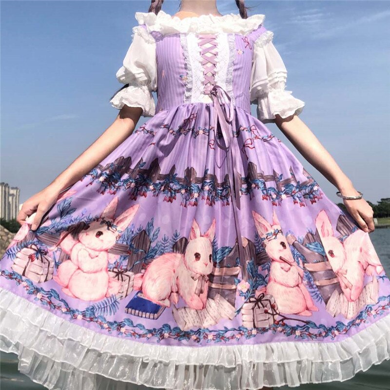 Original Lolita Herbs Rabbits Waist Dress Large He... – Grandado