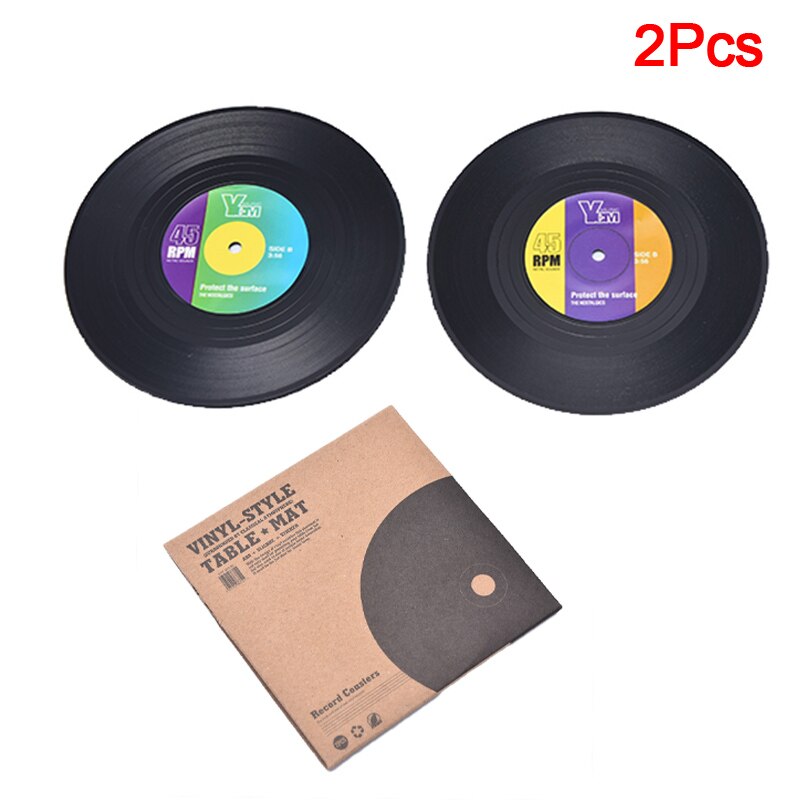 2/4/6pcs Retro Vinyl Coasters Drinks Table Cup Mat... – Vicedeal