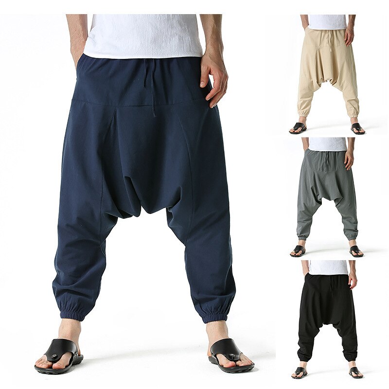 plus size style cotton and linen casual pants big ... – Grandado