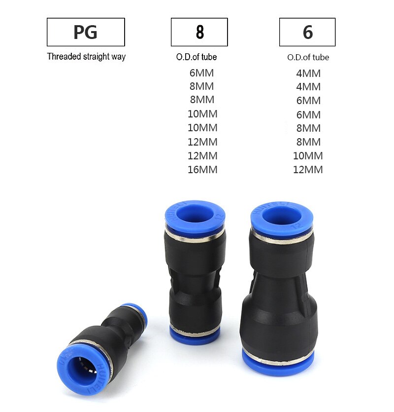 1Pcs Pneumatische Fittingen Pu/Pg 4Mm 6Mm 8Mm Stra... – Vicedeal