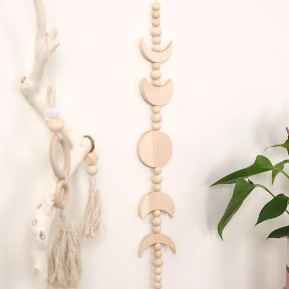 Moon Phase Wall Hanging Wood Bead Garland With Tas... – Grandado
