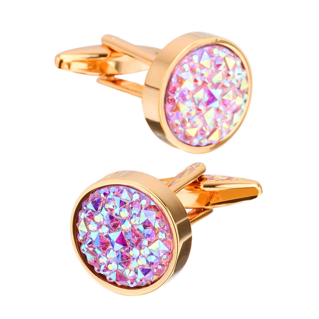 Classic Gold Crystal Round Cufflinks Wedding Groom... – Vicedeal