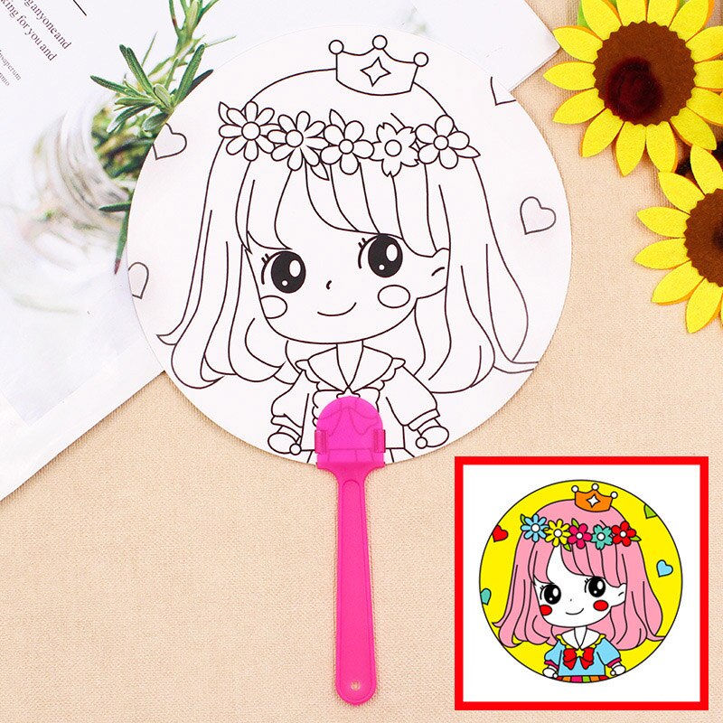 Kids Hand Paint Paper Fan Coloring Pictures Childr... – Grandado