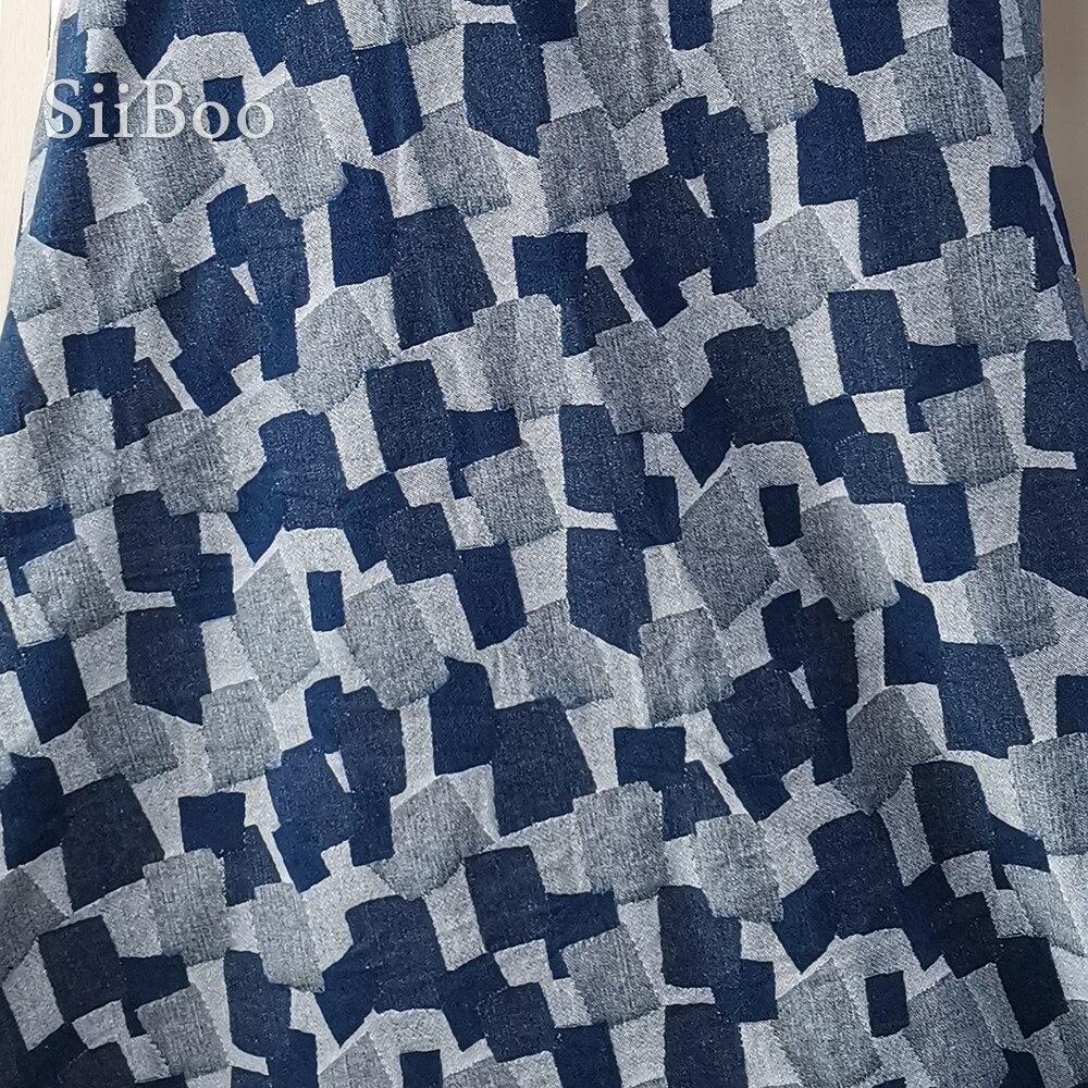 Siiboo custom made demin fabric with patch pattern... – Grandado