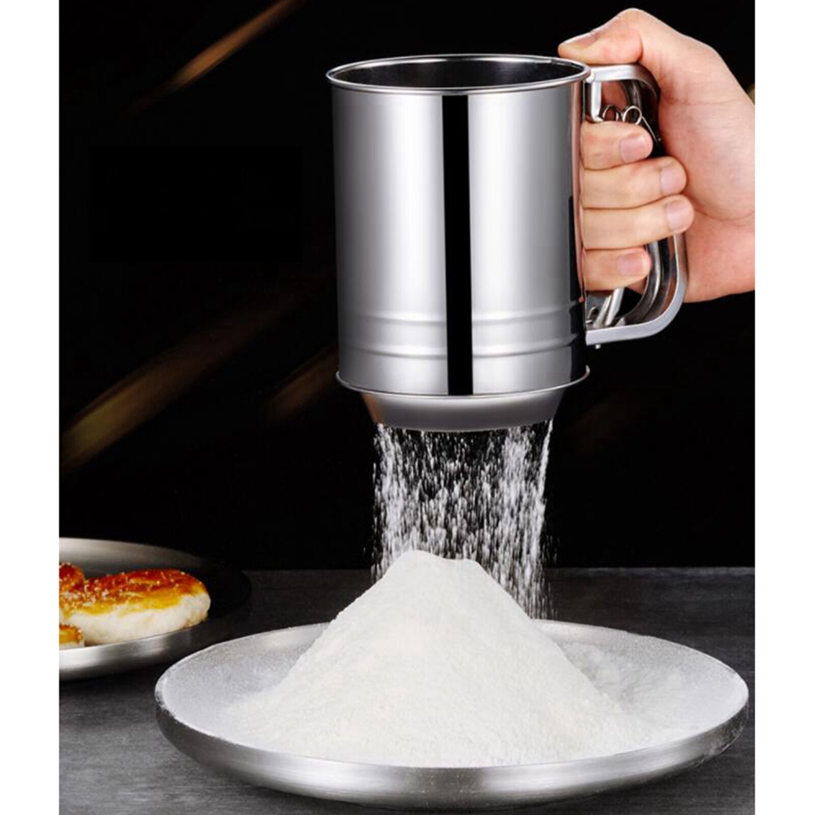 Stainless Steel 3-Cup Flour Sifter Hand Crank Shak... – Vicedeal