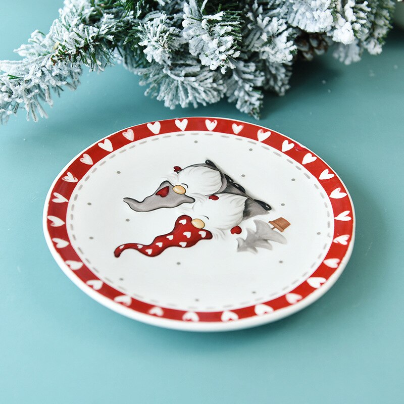 Round Christmas Plate Ceramic Embossed Shallow Pla... – Grandado