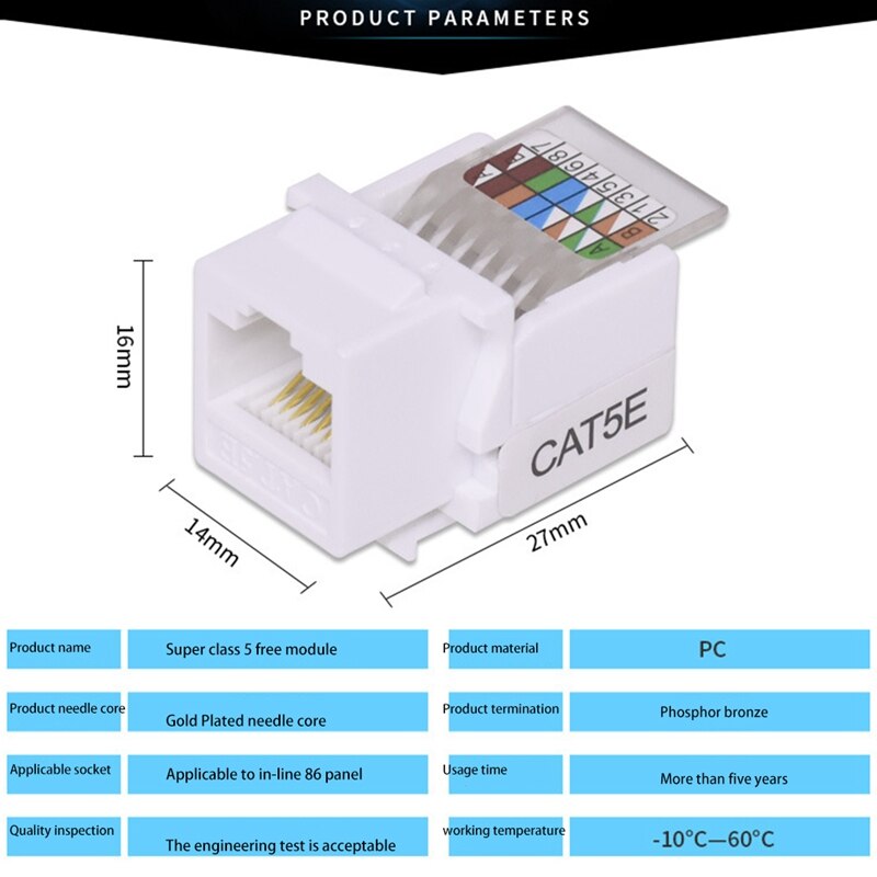 10Pcs RJ45 CAT5E Ethernet Network Keystone JackCli... – Vicedeal
