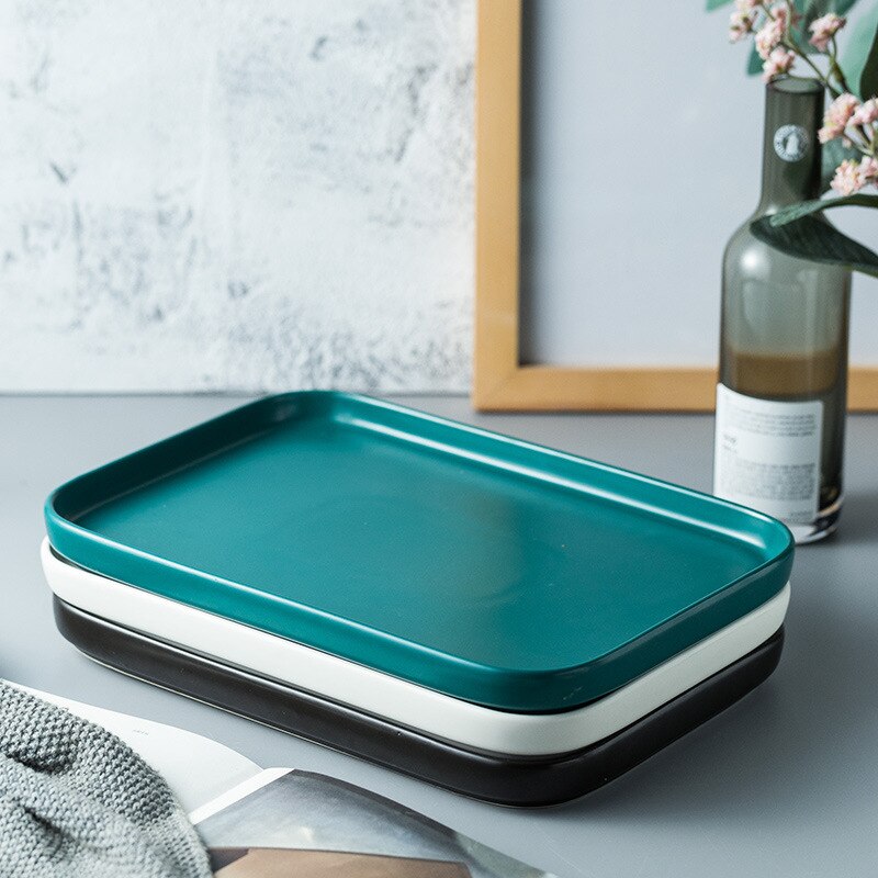 Ceramic Tray Black White Europe Food Fruit Breakfa... – Grandado