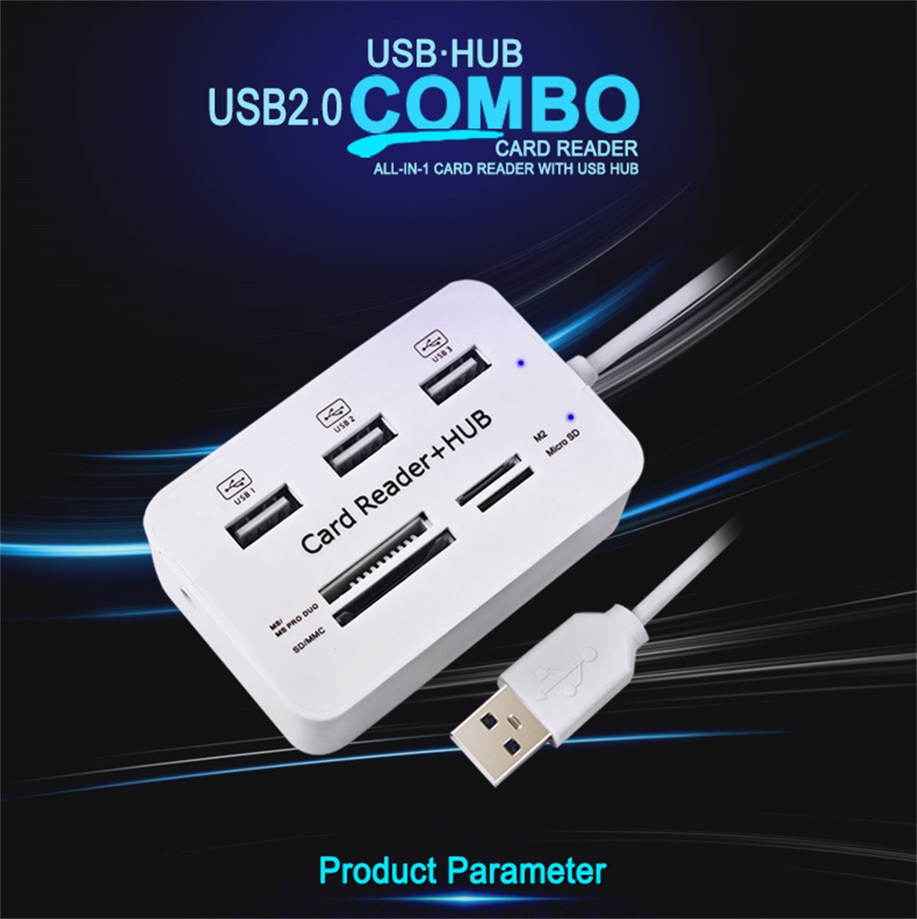 High Speed Usb 2.0 Hub 3 Ports With Card Reader Mi... – Grandado