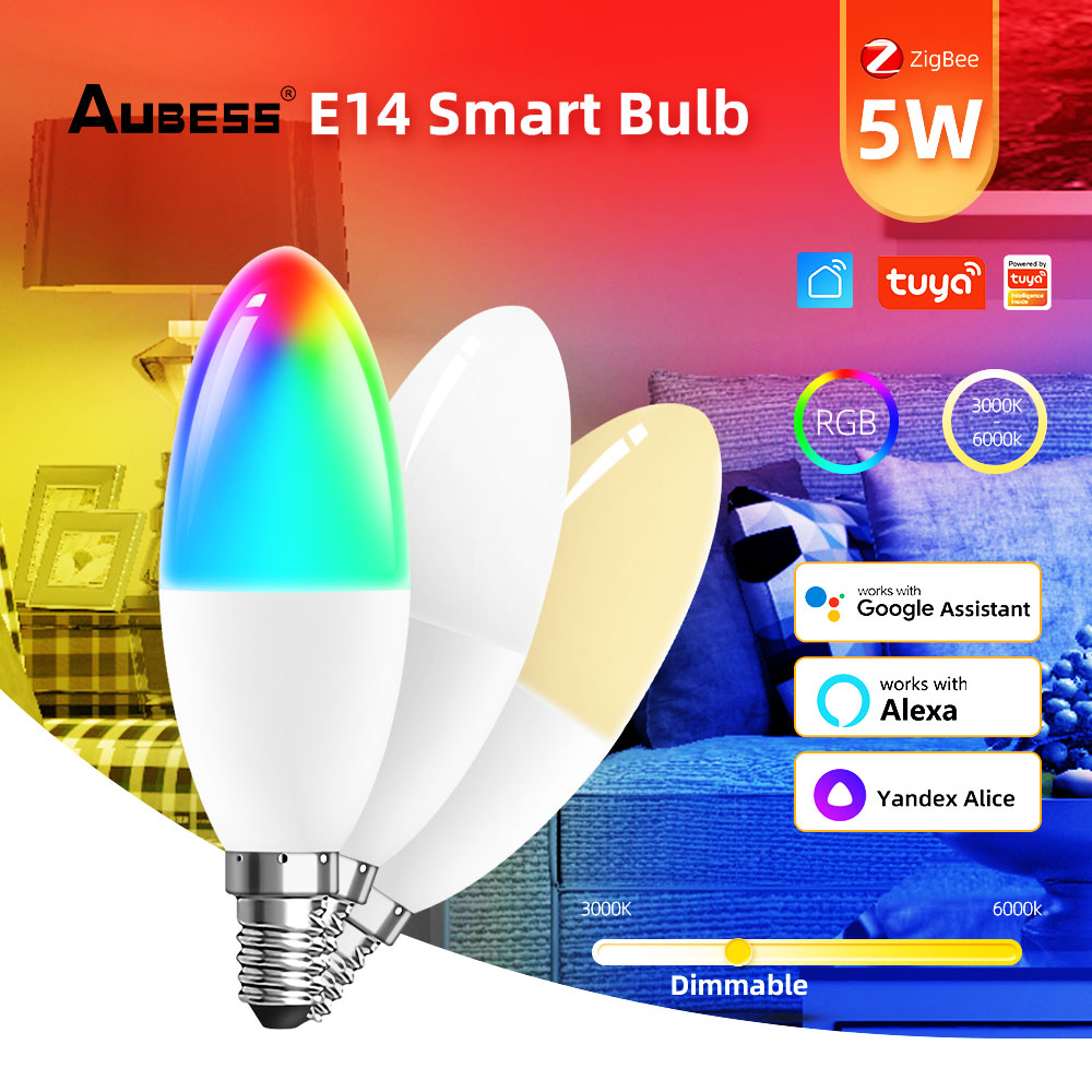 Aubess E14 5W Smart Zigbee / Wifi Gloeilamp, rgb +... – Vicedeal