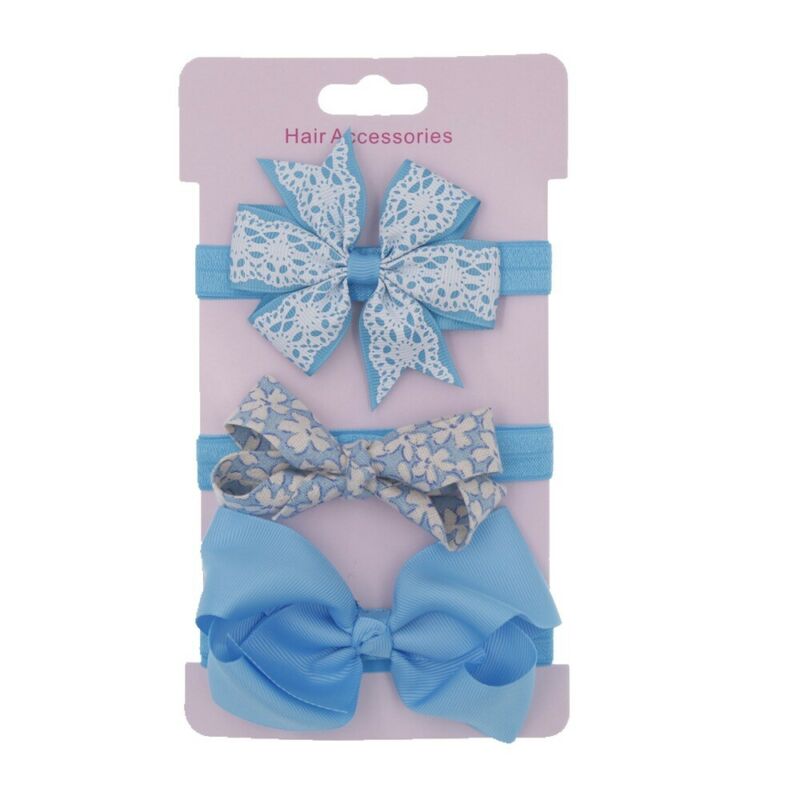 3Pcs Bow Head Band Flower Sequin Solid Color Headb... – Grandado
