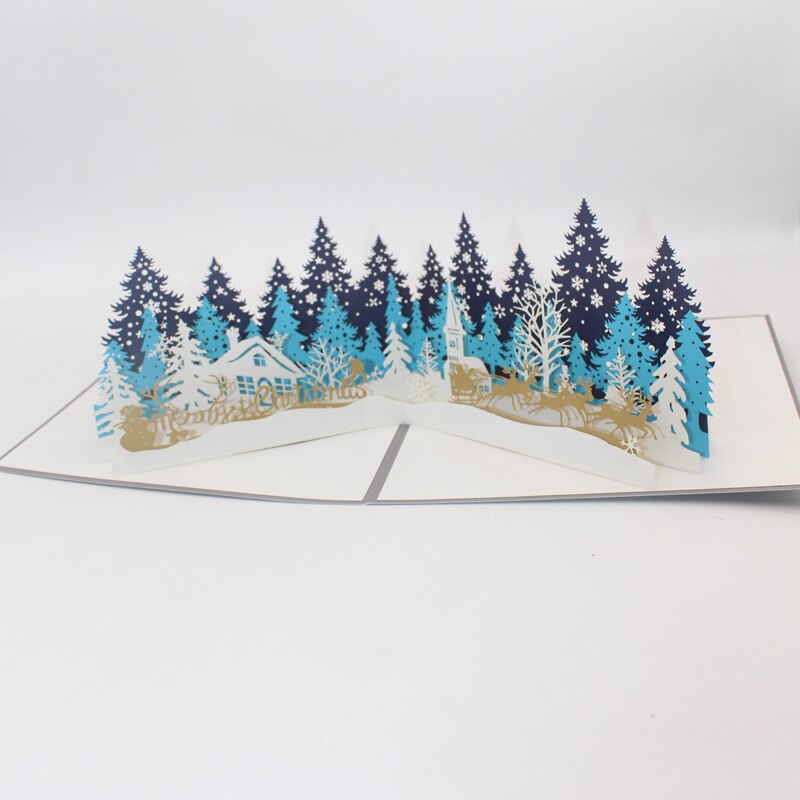 3D Handmade Forest House Santa Claus Elk Paper Inv... – Grandado