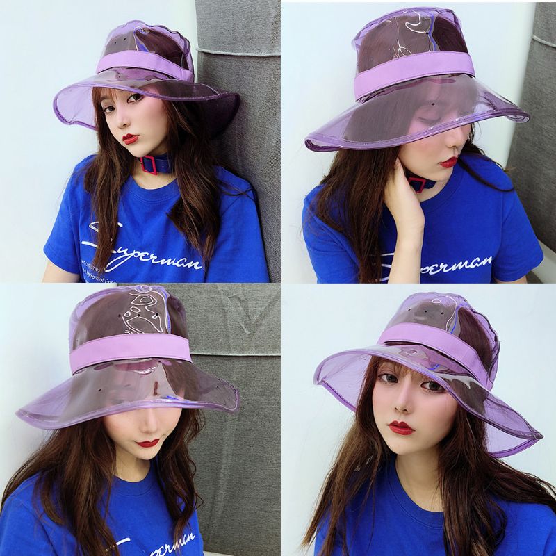 Women Men Summer PVC Transparent Bucket Hat Bright... – Vicedeal