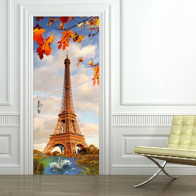 2 Pieces/Set DIY 3D Wall Door Stickers Paris Tower... – Vicedeal
