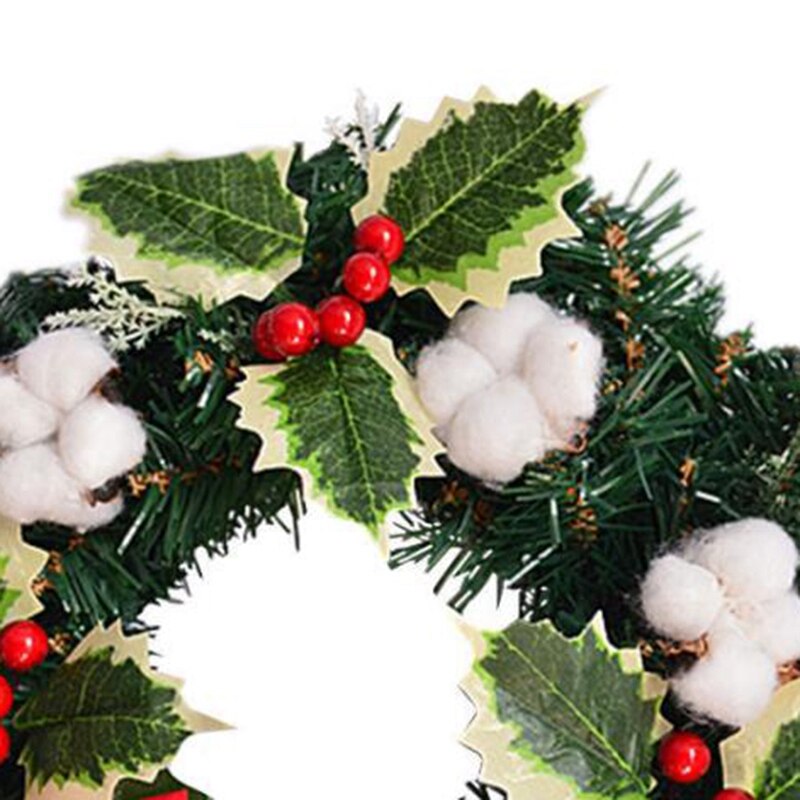 12 inch Country Christmas Wreath with Cotton, Red ... – Vicedeal