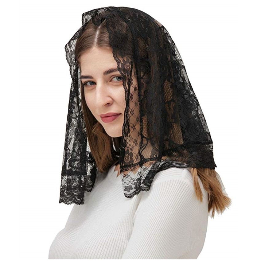 ISHSY blanco y negro de encaje de Mantilla Velo Ca... – Grandado