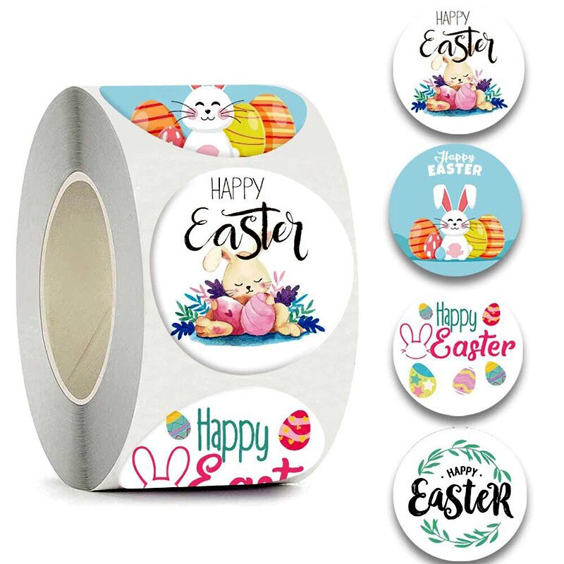 100-500pcs HAPPY EASTER Easter Toys Stickers Seali... – Grandado