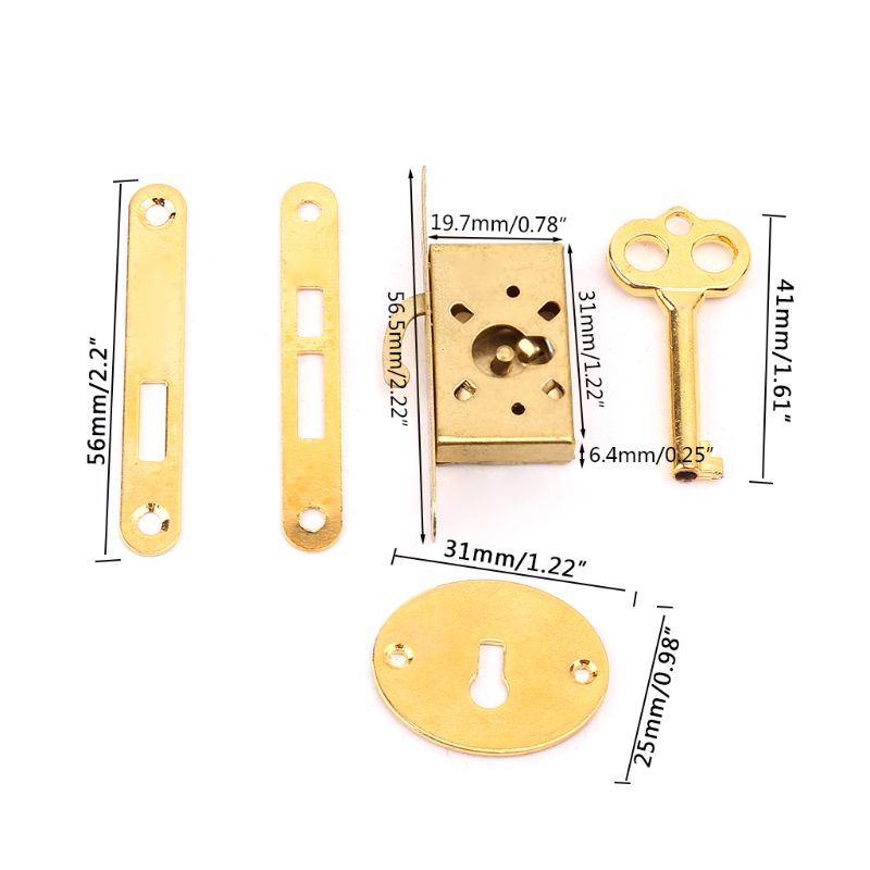 Vintage Drawer Lock With Key Antique Small Box Cab... – Vicedeal