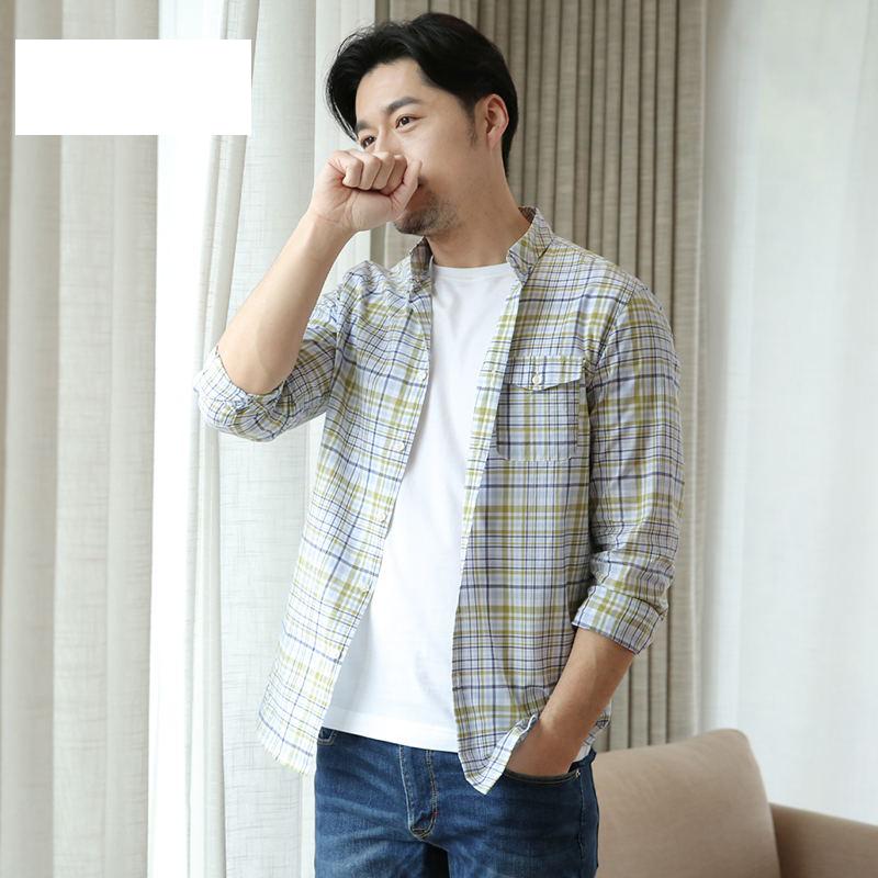 Lente 100% Puur Katoen Plaid Lange Mouw Mannen Mod... – Vicedeal