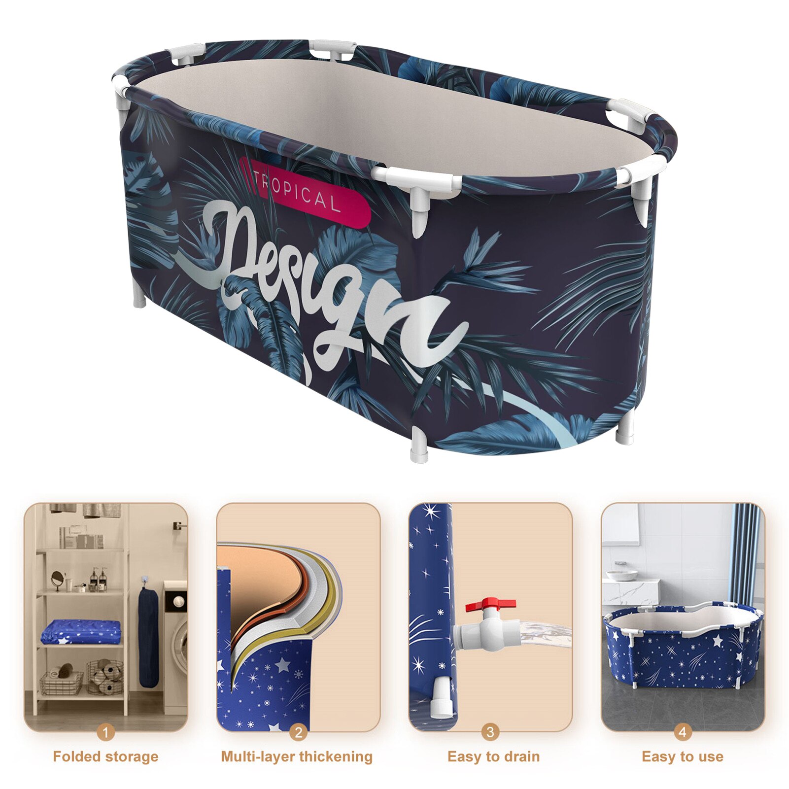 Portable Folding Bathtub Set Full Size Foldable So... – Grandado