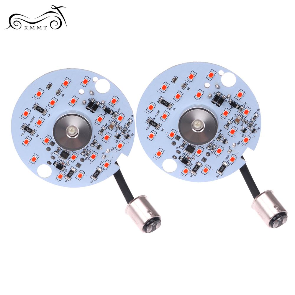 Motorcycle 3" Red 1157 LED Inserts Turn Signal Light Panel For Harley ...