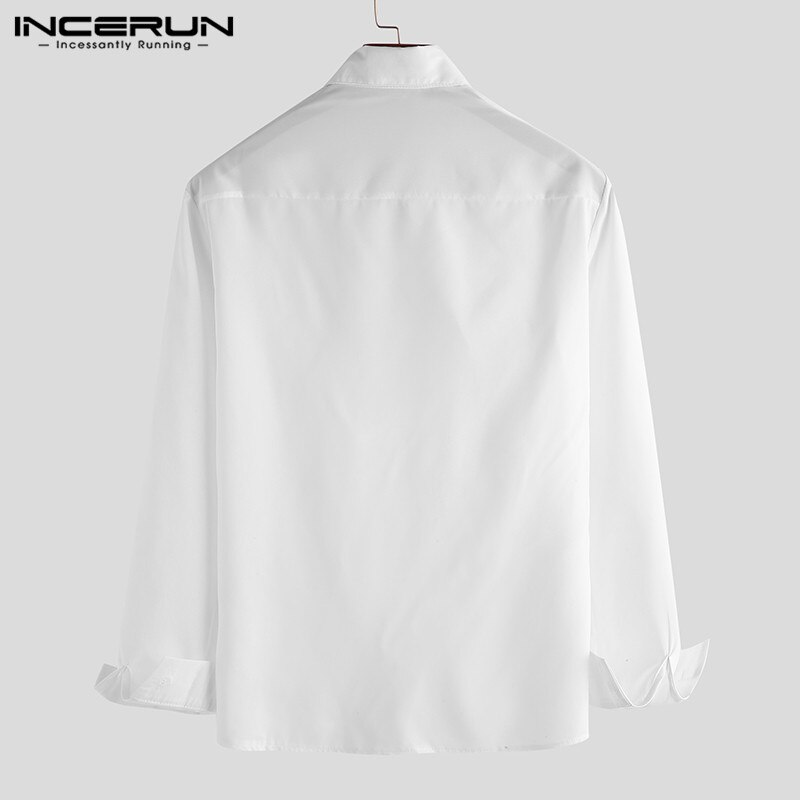 INCERUN Gothic Men Shirt Stylish Long Sleeve Solid... – Grandado