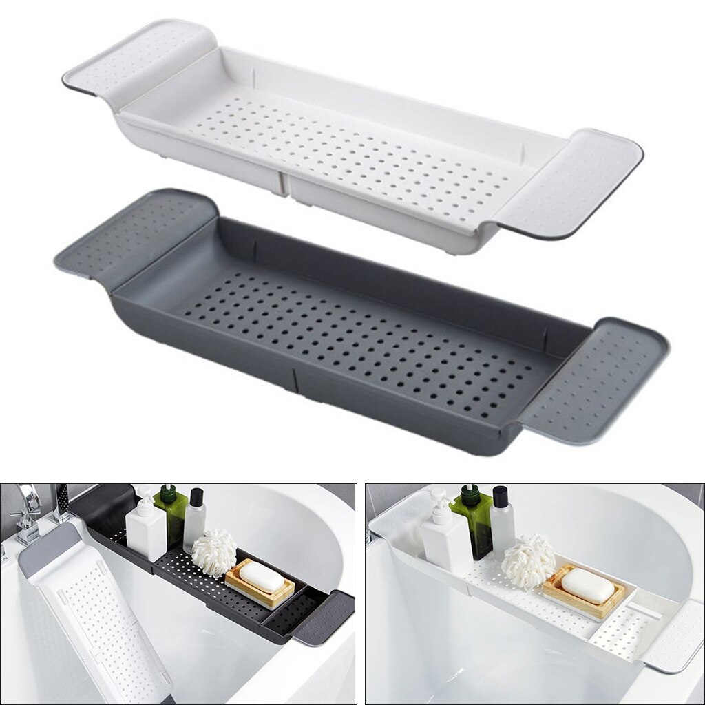 Adjustable 55-78cm Bath Caddy Tray Tub Bathtub She... – Grandado