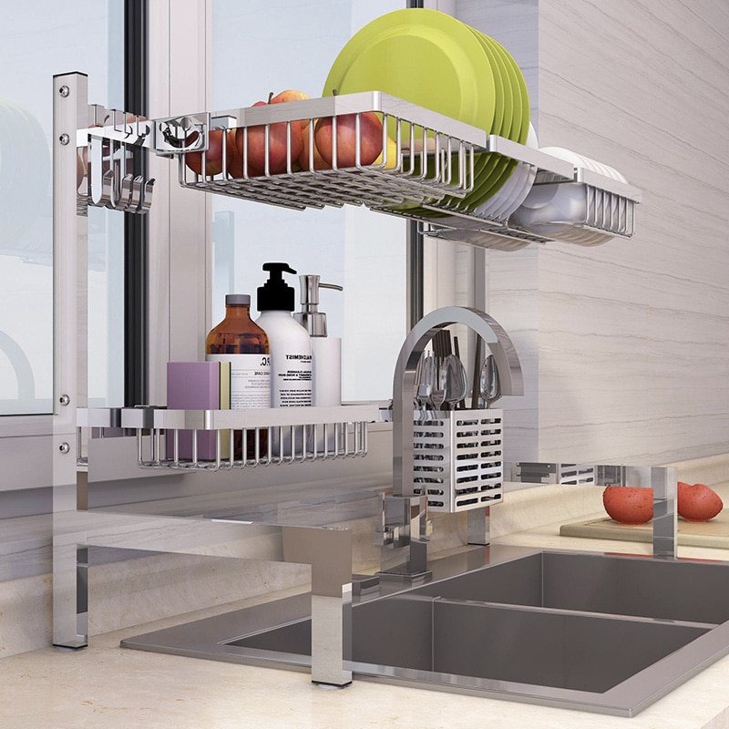 Kitchen Stainless Steel Organizer Kitchen Plate Di... – Vicedeal