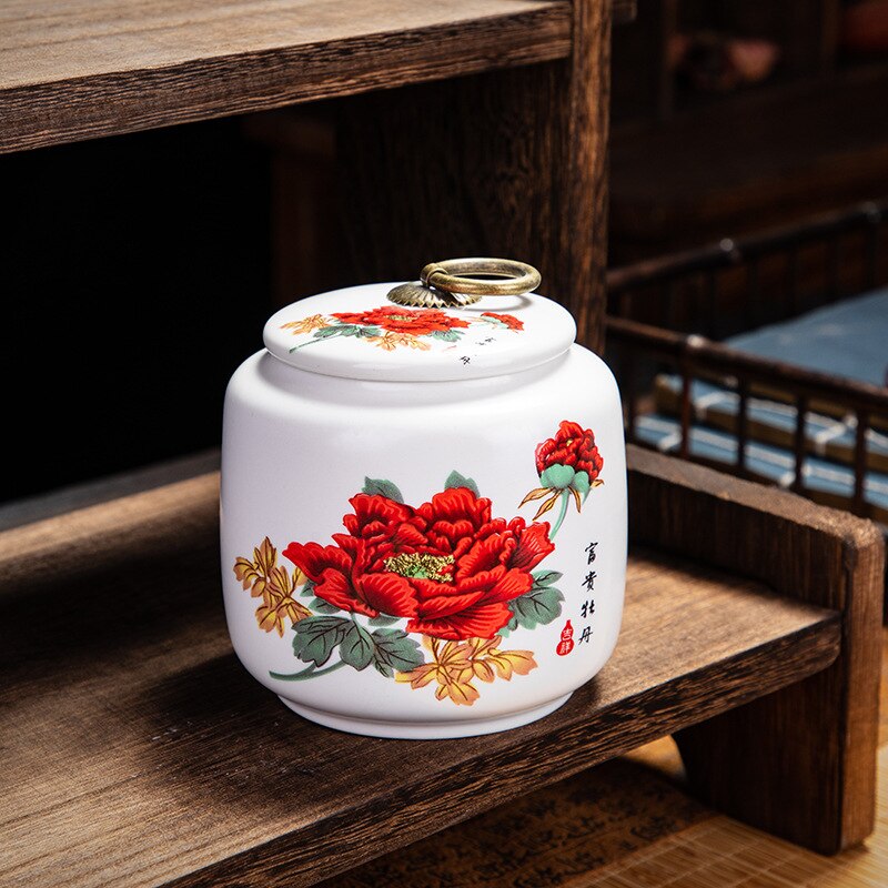 Classical Landscape Flower and Bird Storage Jar Ce... – Grandado