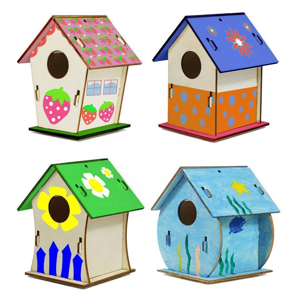 Diy Painting Bird House Kit Bird House Nest Crafts... – Grandado