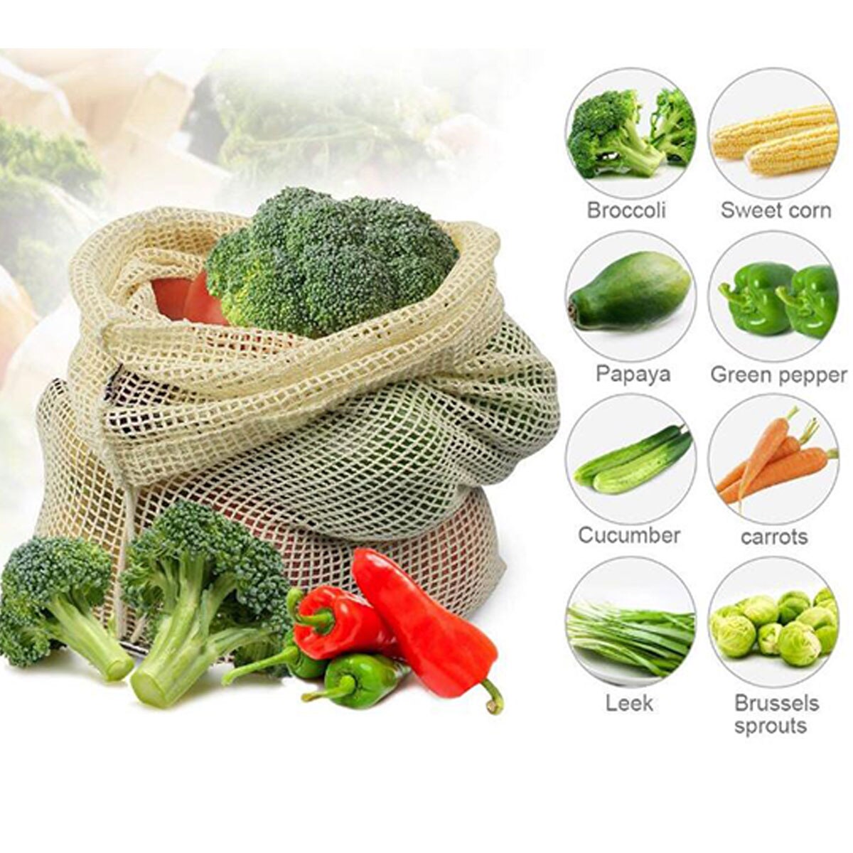 Eco-friendly Cotton Mesh Bag Produce Fruit Storage... – Grandado
