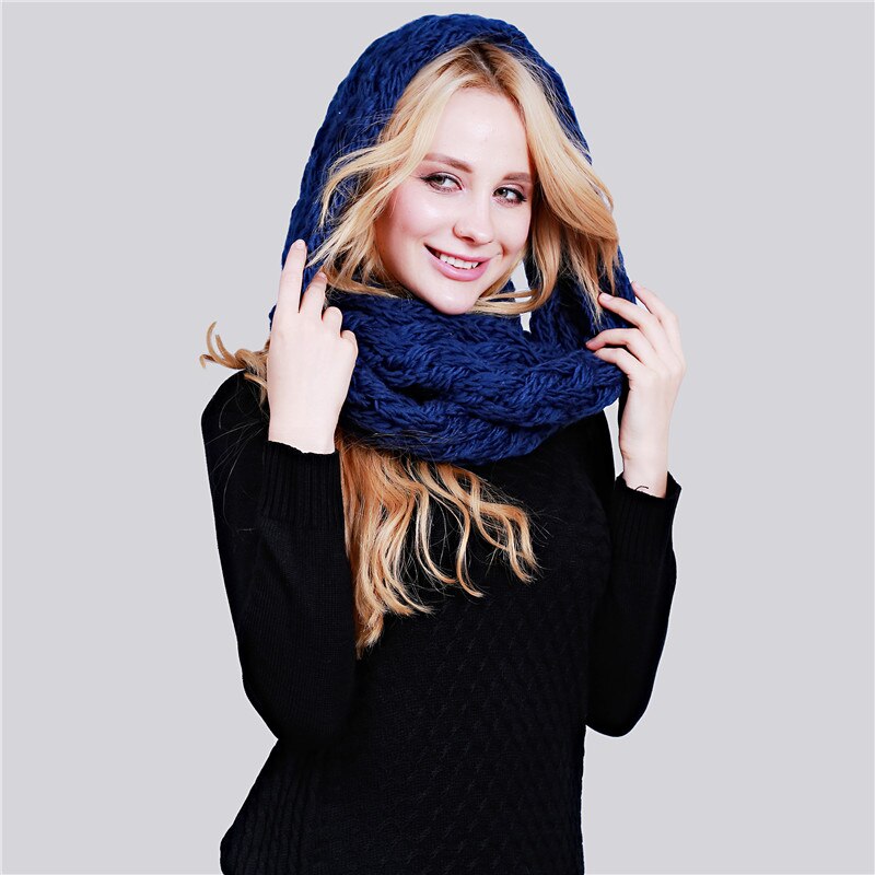 Knitted Cable Ring Scarf Women Soft Winter Scarves... – Grandado