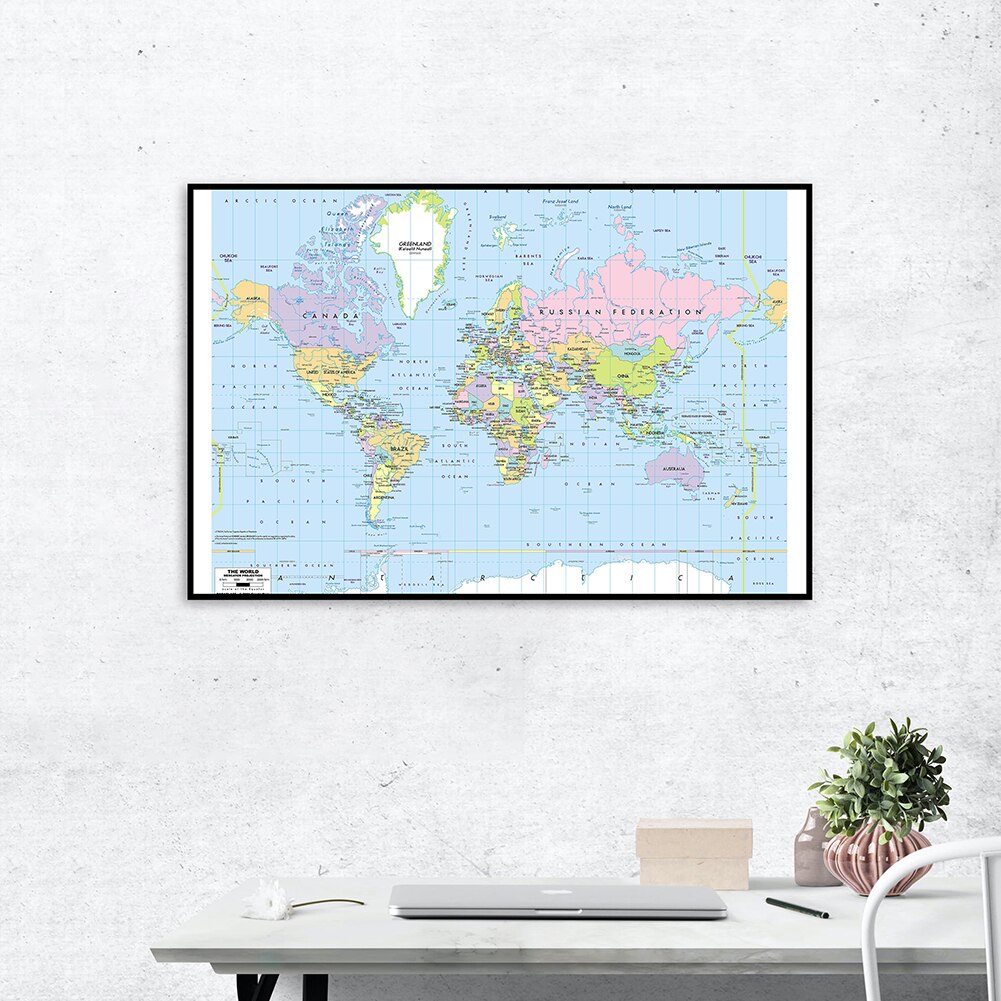 80*60cm The Detailed World Political Map Spray Can... – Grandado